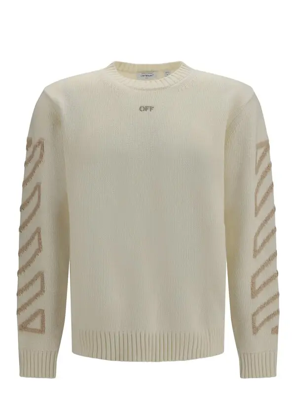 Off-White Arrow Fuzzy Crewneck Sweater - Cream