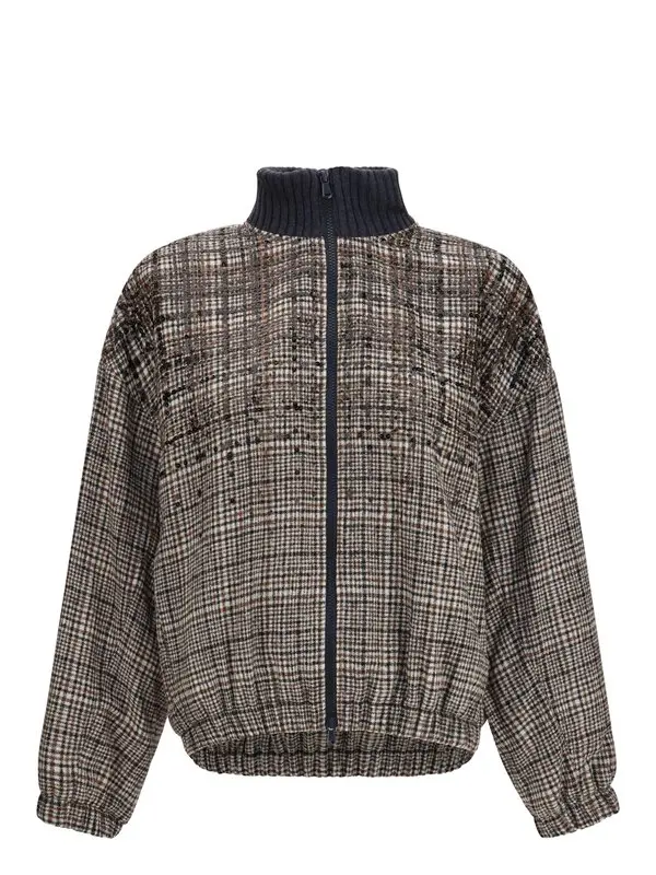 Brunello Cucinelli Padded Jacket With Sequin Details - Beige