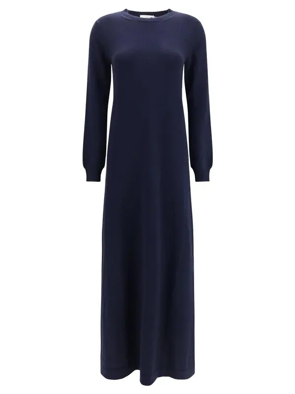 Malo Long Cashmere Crewneck Dress - Blue