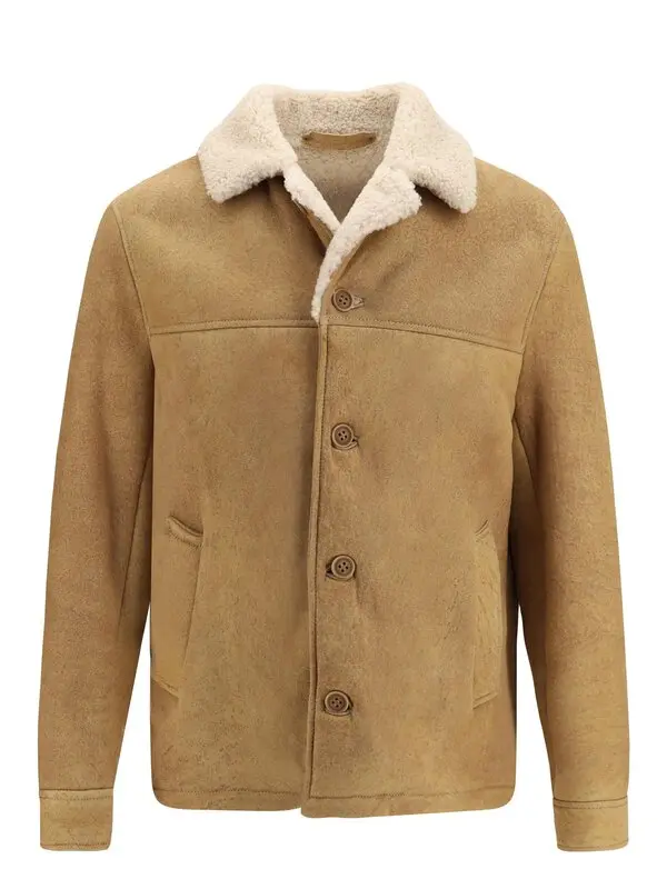 SALVATORE SANTORO Sheepskin Leather Jacket With Fur Lining - Brown