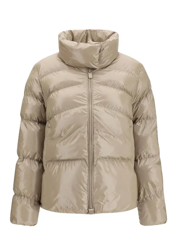 Pinko Quilted Puffer Jacket With Funnel Neck - Beige