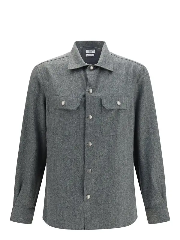 Brunello Cucinelli Virgin Wool Shirt Ale - Grey