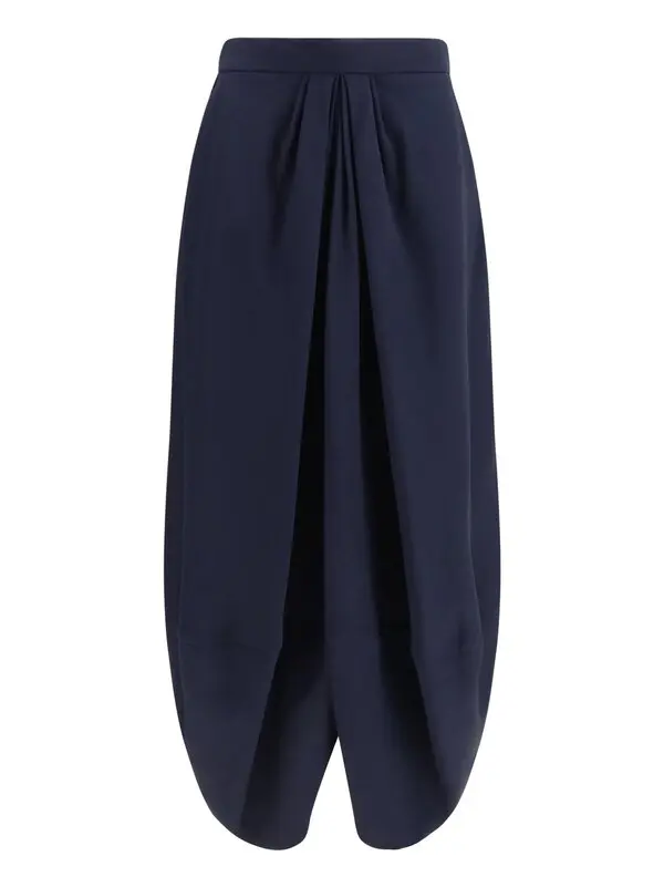 Giorgio Armani Pleated Silk Skirt - Blue
