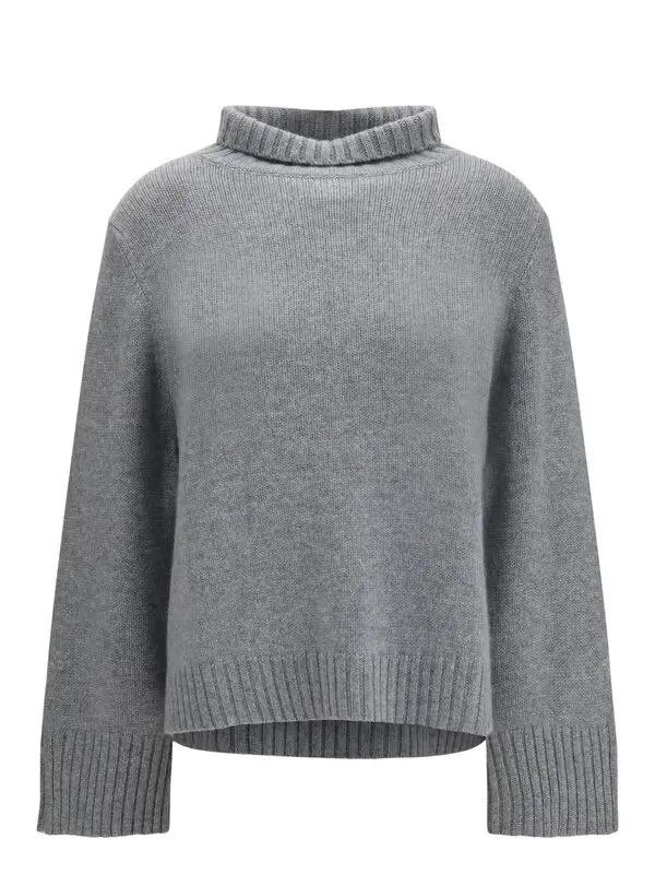 ALLUDE Cashmere Turtleneck Sweater - Grey