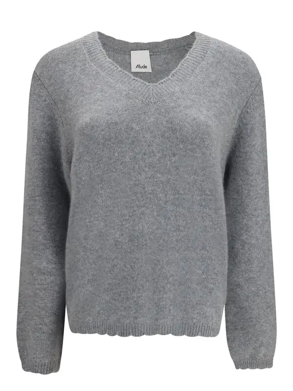 ALLUDE V-neck Sweater - Grey