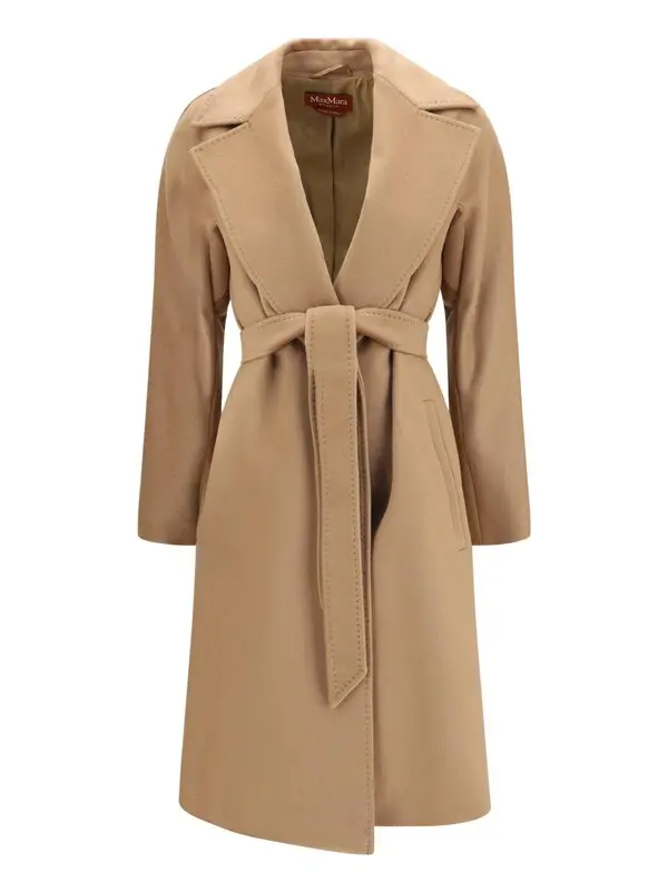 Max Mara Wool Coat With Peak Lapels - Beige