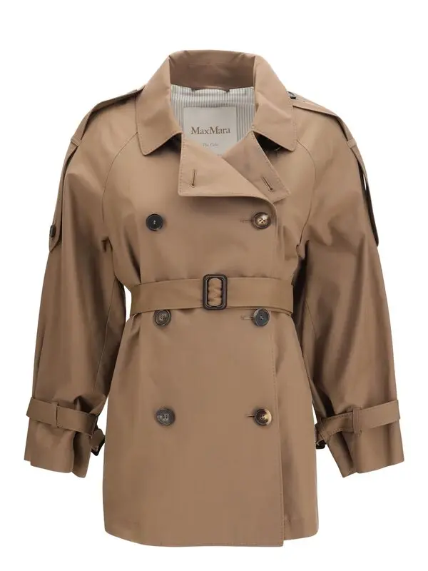 Max Mara Short Water Repellent Twill Trench Coat - Brown