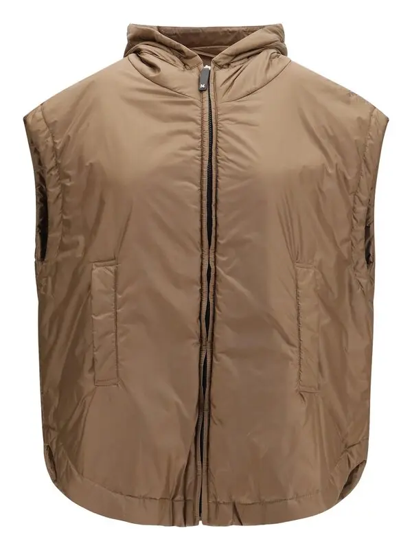 Max Mara Padded Vest With Hood - Brown