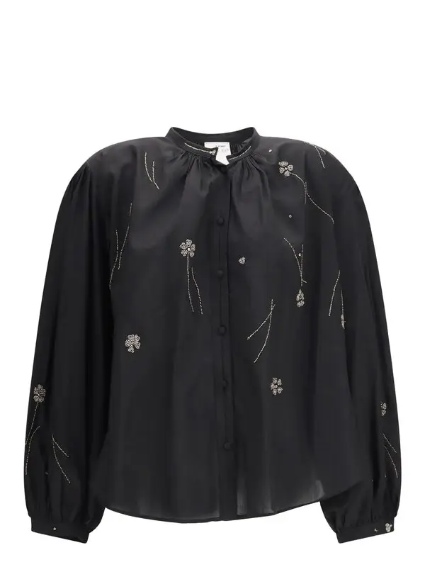FORTE_FORTE Fleurs D'orient Embroidered Voile Bohemian Shirt - Black