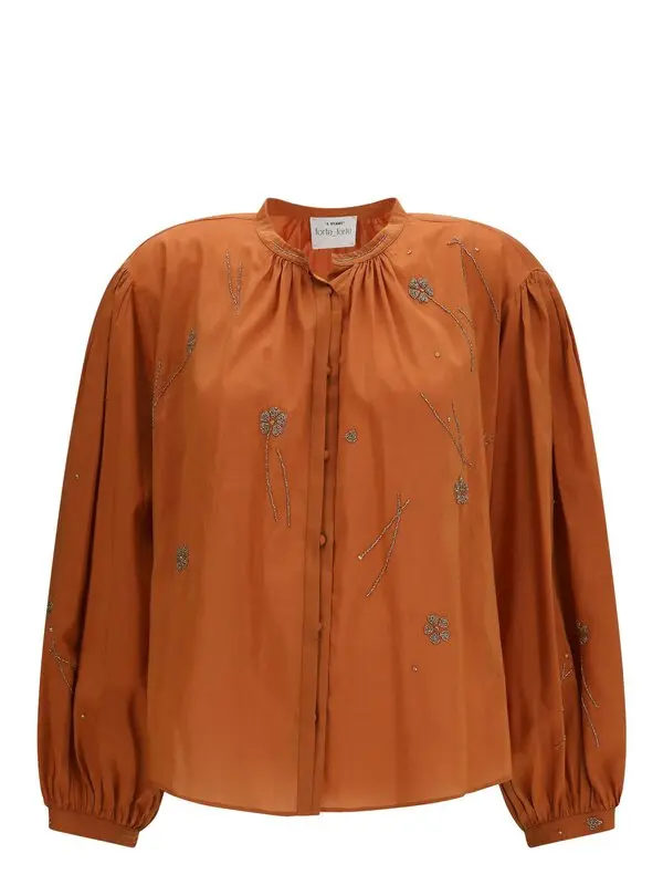 FORTE_FORTE Embroidered Voile Shirt - Orange