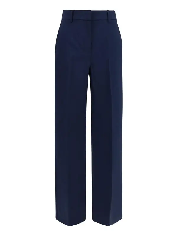 Max Mara Stretch Wool Palazzo Trousers - Blue