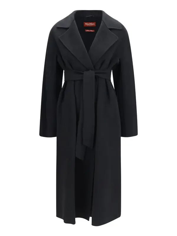 Max Mara Wool, Cashmere, And Silk Long Robe Coat - Black