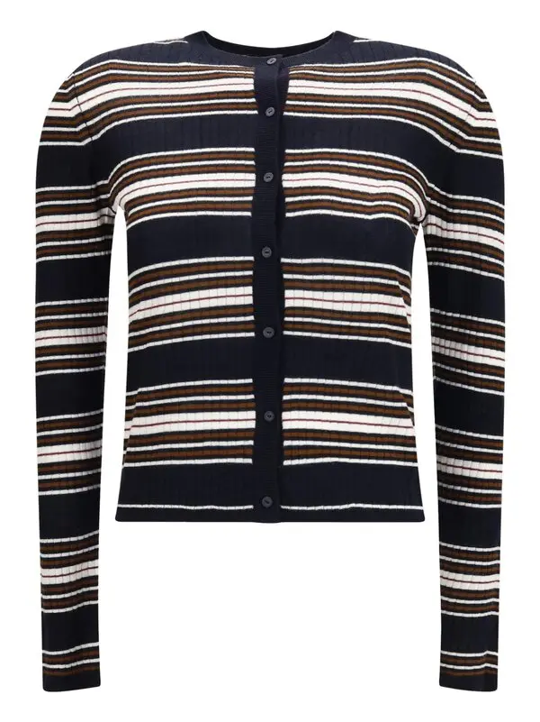 Max Mara Striped Silk And Wool Cardigan - Blue