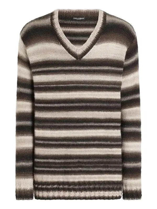 MAISON MARGIELA Wool-blend Sweater With Distressed Hem And Chain Detail - Brown