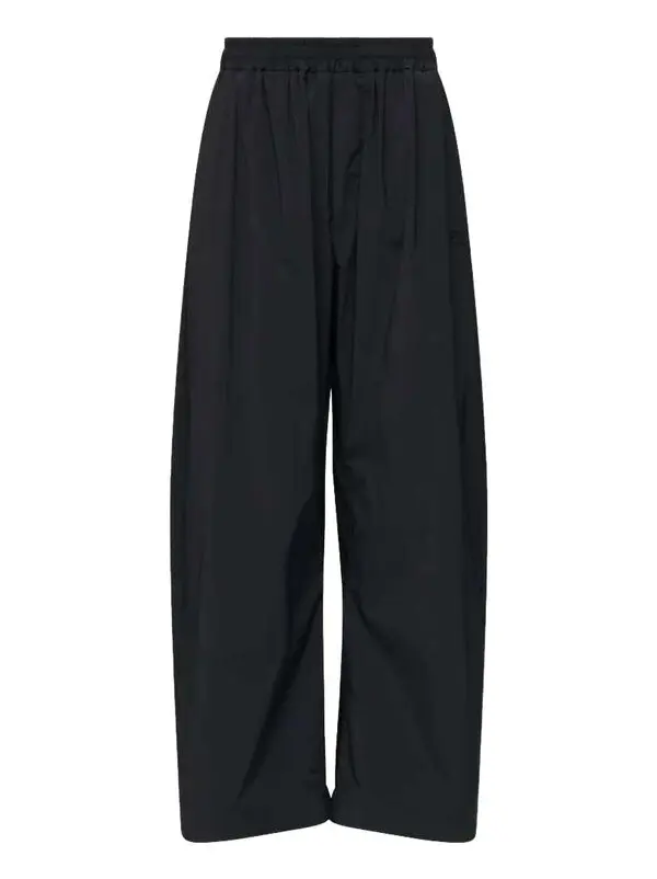 MAISON MARGIELA Drawstring Wide-leg Trousers With Embroidered Logo - Black