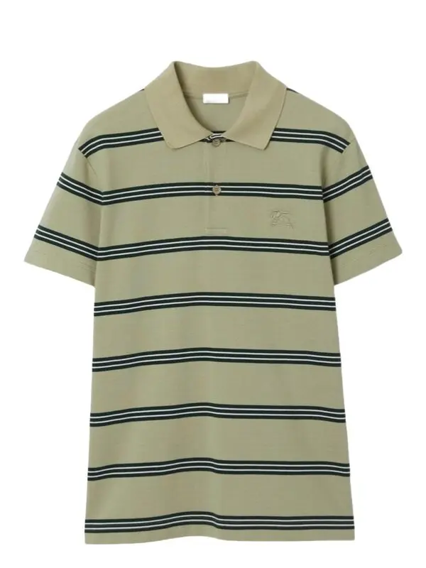Burberry Logo Embroidered Striped Polo Shirt - Nude