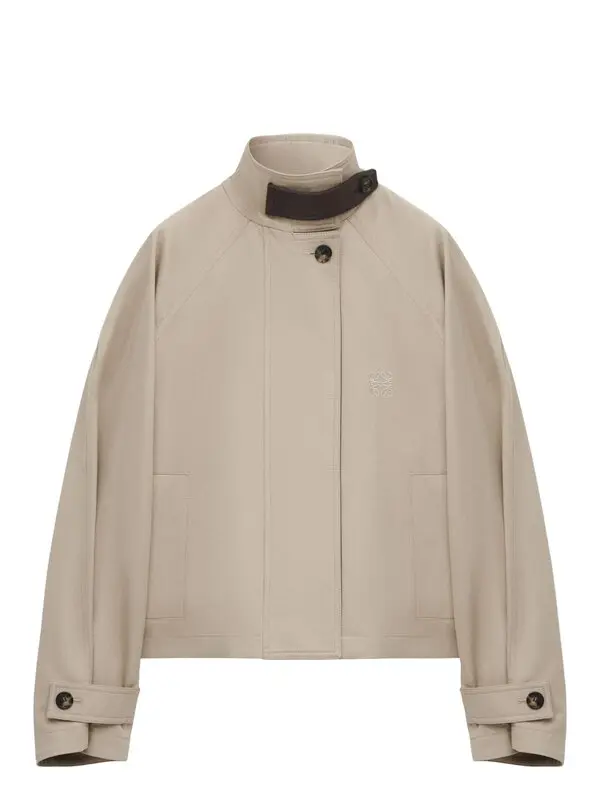 Loewe Cropped Cotton And Silk Zip-up Polo Shirt - Nude