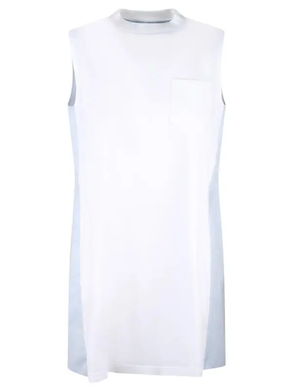 Sacai Sleeveless A-line Dress With Ribbed Crewneck And Chest Pocket - No