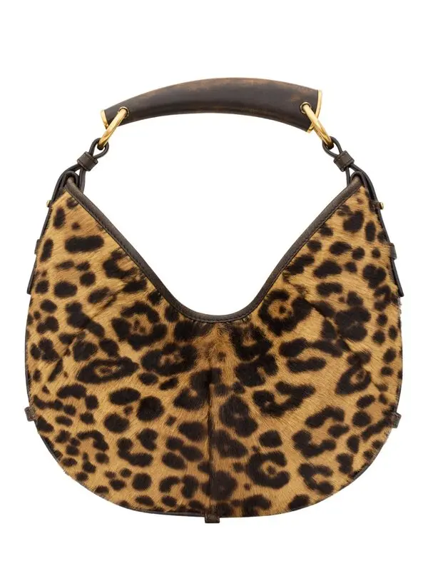 Saint Laurent Mombasa Leopard Print Handbag - Brown