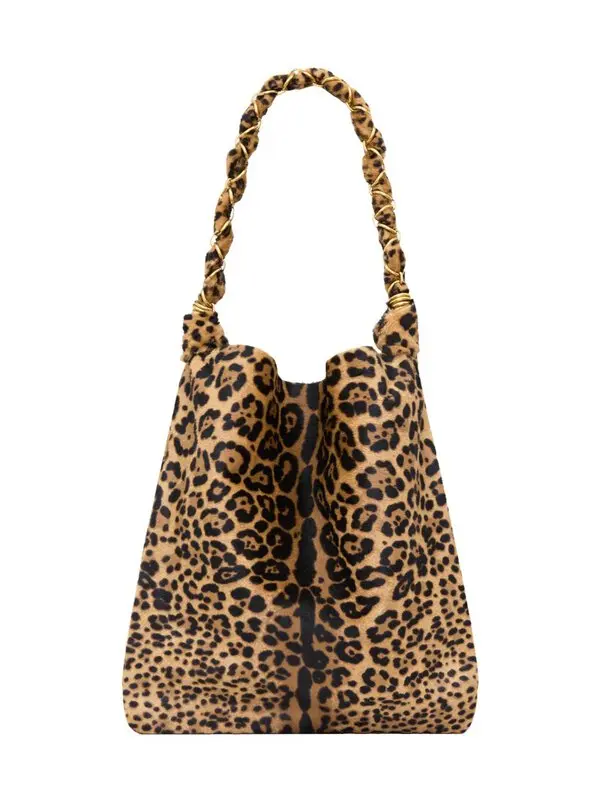 Saint Laurent Amalia Medium Leopard Print Pony Hair Bag - Naturel