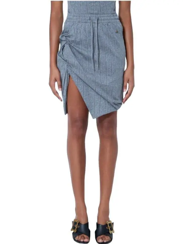 VIVIENNE WESTWOOD Drawstring Midi Skirt With Side Pleats - Grey