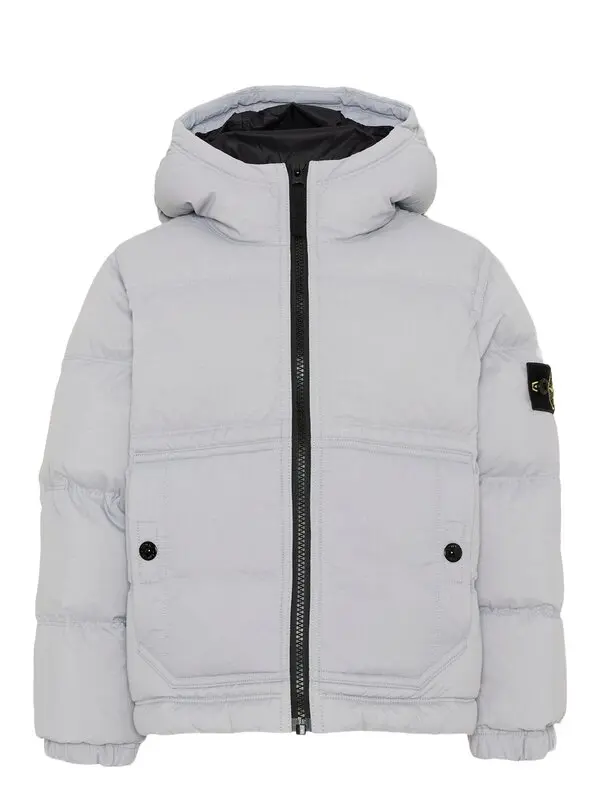 Stone Island Long-sleeved Cotton-padded Jacket With Hood - Grey