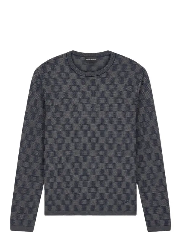 Emporio Armani Textured Knit Crew Neck Sweater - Black
