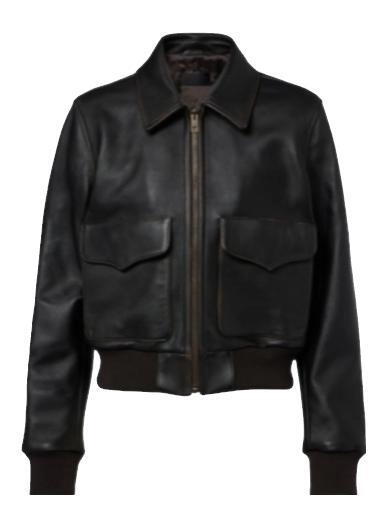 NILI LOTAN Leather Bomber Jacket - Brown