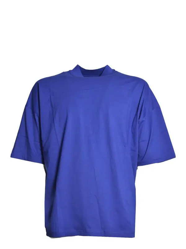 JIL SANDER Mock Neck Straight Hem T-shirt - Blue