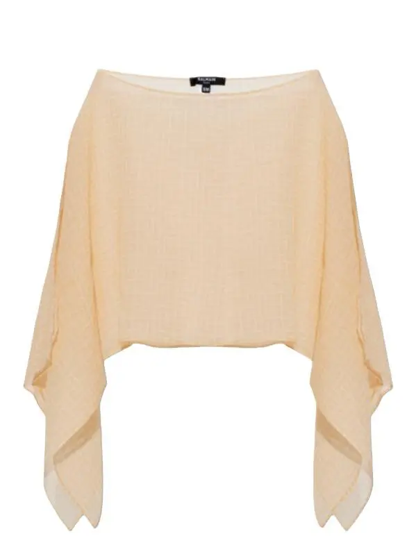 Balmain Monogram Sheer Beach Poncho - Nude
