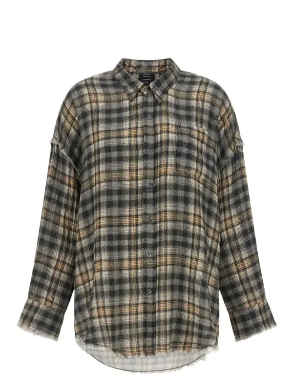 R13 Plaid Long Sleeve Shirt - Grey