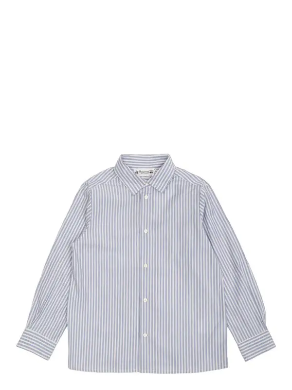 Bonpoint Striped Collared Long-sleeved Shirt - Blue