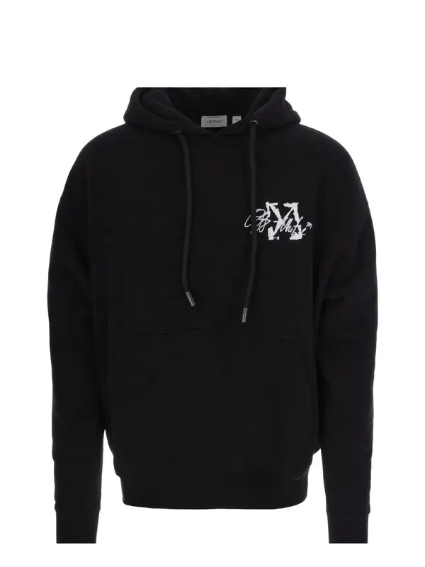 Off-White Logo Printed Drawstring Hoodie - Black