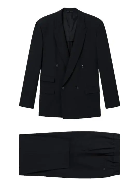 Giorgio Armani Suit Oversized Fit In Pure Virgin Wool Crepe - Black