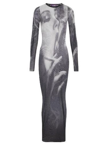 JEAN PAUL GAULTIER Printed Mesh Maxi Dress - Multi-color