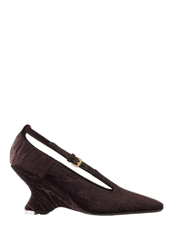 Dries Van Noten Velvet Moiré Wedge Pumps - No