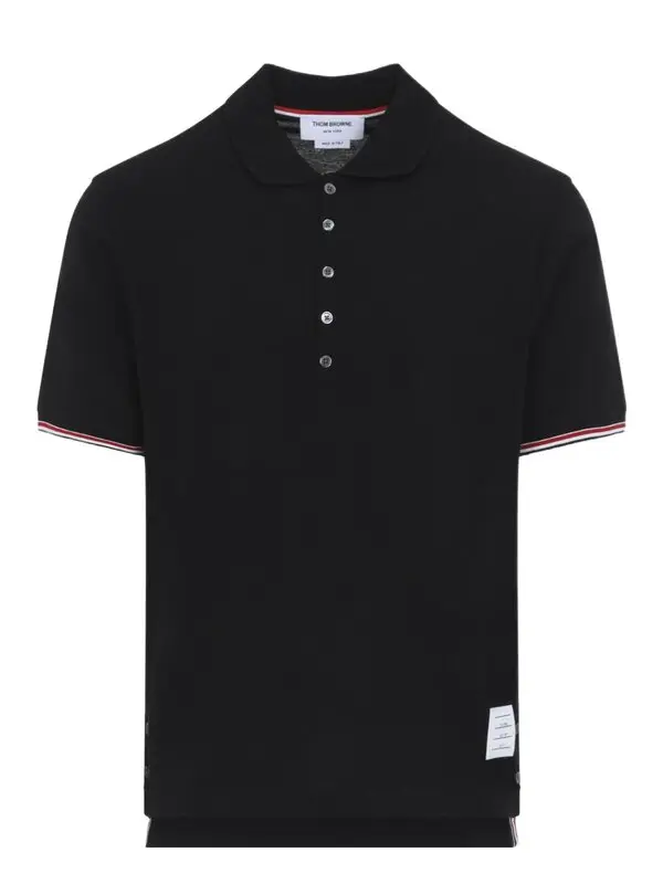 Thom Browne Etro Rwb-striped Short-sleeved Polo Shirt - Black