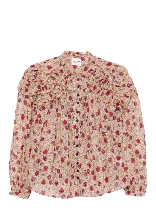 Isabel Marant Étoile Ruffled Printed Cotton Blouse - Nude