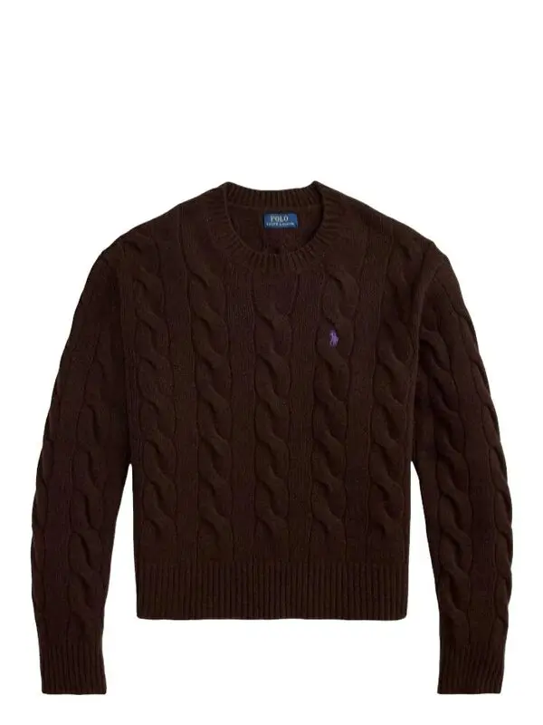Polo Ralph Lauren Cable-knitted Jumper With Embroidered Logo - Walnut