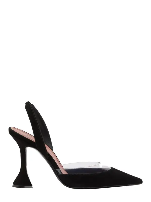 Amina Muaddi Lara Sling 95 Suede And Transparent Pvc Pointed Toe Heels - Black