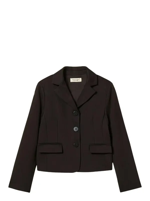TWINSET Notch Lapel Blazer With Flap Pockets - Black