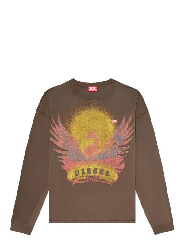DIESEL® T-box Long Sleeve Graphic T-shirt - Brown