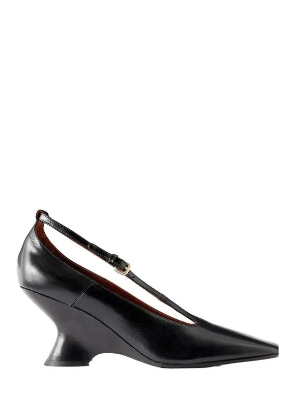 Dries Van Noten Leather Wedge Pumps With Cutouts - No
