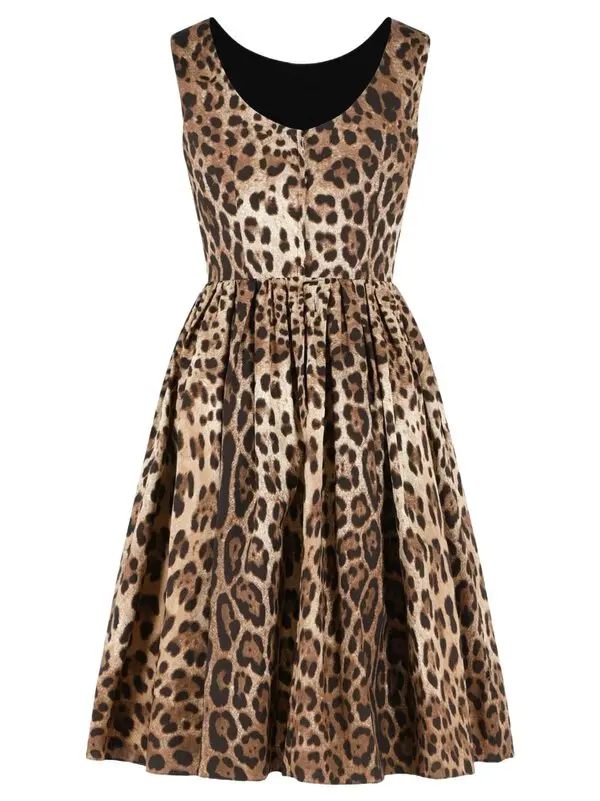 Dolce & Gabbana Leopard Print Sleeveless Midi Dress - Black