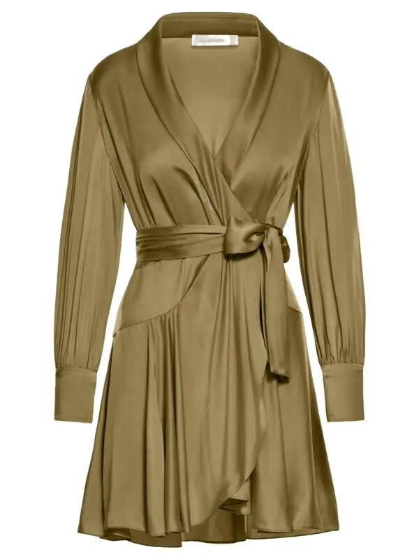 Zimmermann Long-sleeved Belted Dress - Khaki