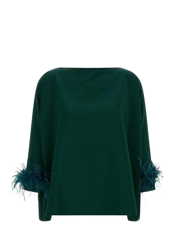 GIANLUCA CAPANNOLO Feather-trimmed Blouse - Green