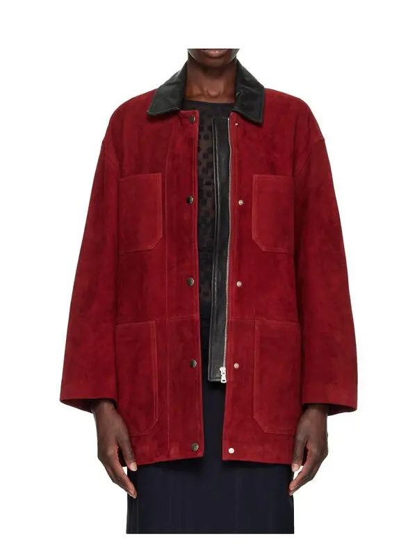 Nour Hammour Long-sleeve Leather Jacket - Carmine