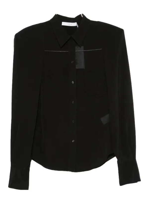 IRO PARIS Classic Collar Long Sleeve Shirt With Patch Pocket And Curved Hem - Black