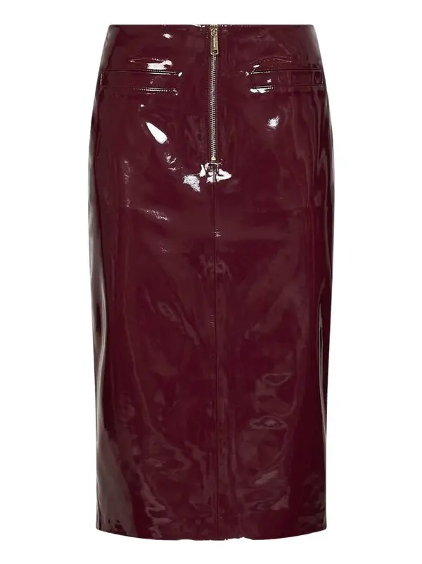 SELF-PORTRAIT Faux Leather Midi Skirt - Pink