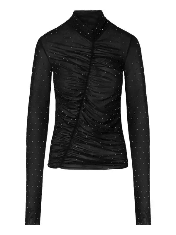 Liu Jo Rhinestone Embellished Tulle T-shirt - Black